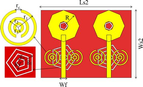 Proposed Two Port Antenna Configuration Ls2 200 μm Ws2 150 μm