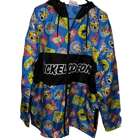 Throw Back Nickelodeon Mens Rain Jacket Windbreaker … Gem