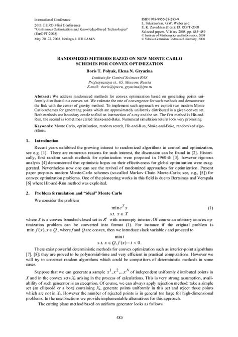 Pdf Randomized Methods Bazed On New Monte Carlo Schemes For Convex