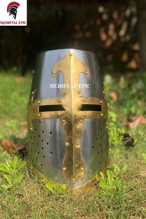 Medieval Crusader Helmet Armour Great Helm Knight Costumes Crusader