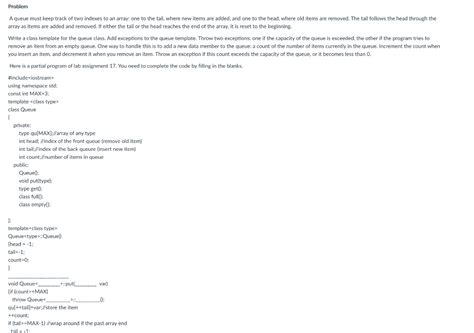 solved problem a queue must keep track of two indexes to an