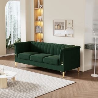 3 Seat Green Sleeper Sofa Velvet Upholstered Sofa For Apartment Bed