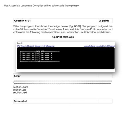 Solved Answer Using An Online Assembly Language Compiler