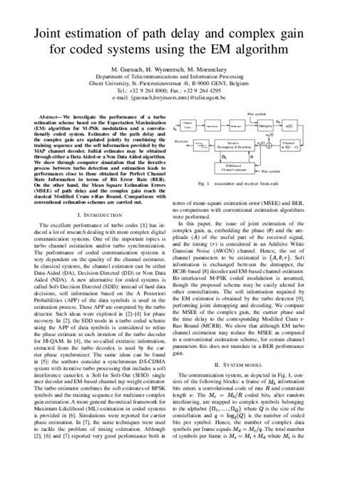 pdf joint estimation of path delay and complex gain for coded systems