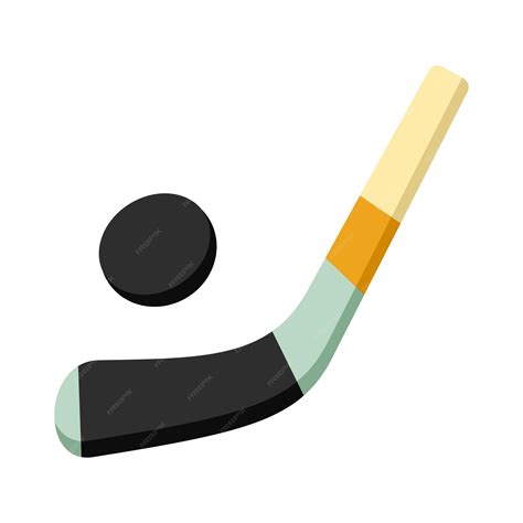 하키 스틱과 퍽 플랫 스타일 벡터 일러스트 프리미엄 벡터