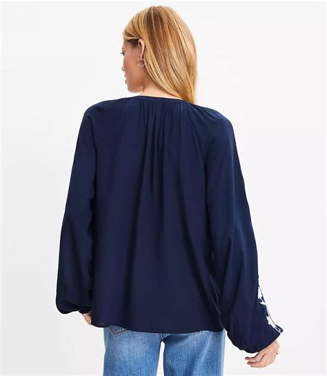 Floral Embroidered V Neck Blouse