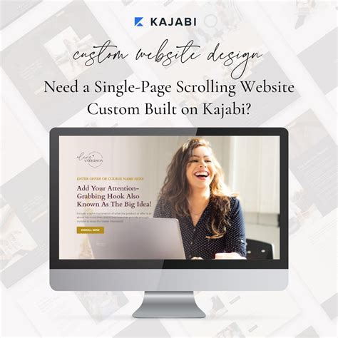 custom one page scrolling website design build kajabi custom website