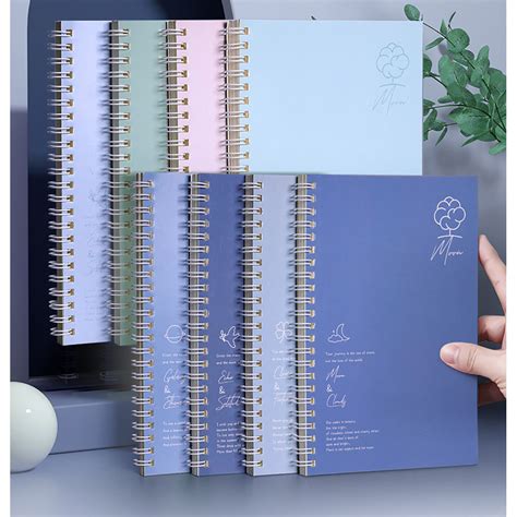 A5 Spiral Notebook Double Coil Design Simple Art Style Notebook Loose Leaf Binder Notebook