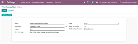 How To Configure The Print Button Access Right In Odoo Ngasturi Notes