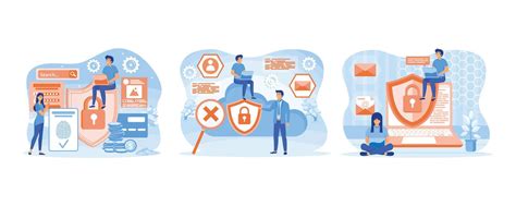 Data Protection Concept Man Holding Security Shield And Developer Using Laptop Safety And