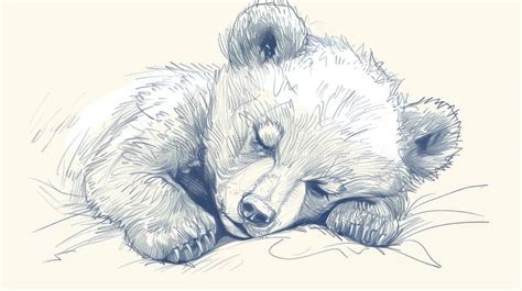Hand Drawn Sketch Of A Sleeping Bear Cub Stock Illustration