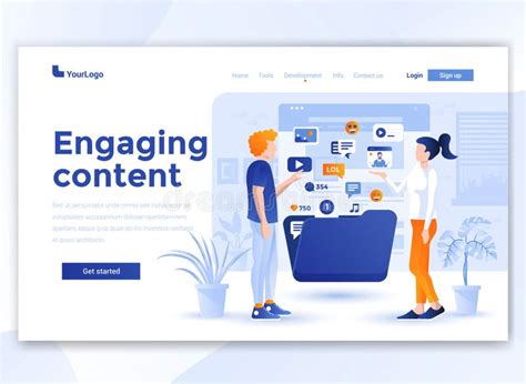 Flat Modern Design Of Wesite Template Engaging Content Stock Vector Illustration Of Writing