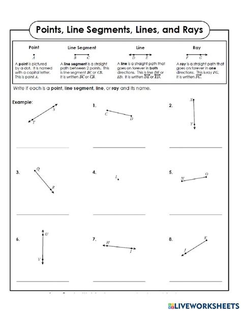 Line Line Segment Ray And Point Worksheet In 2025 Segmentation