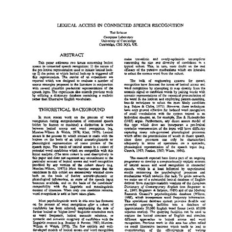 Lexical Access In Connected Speech Recognition Acl Anthology