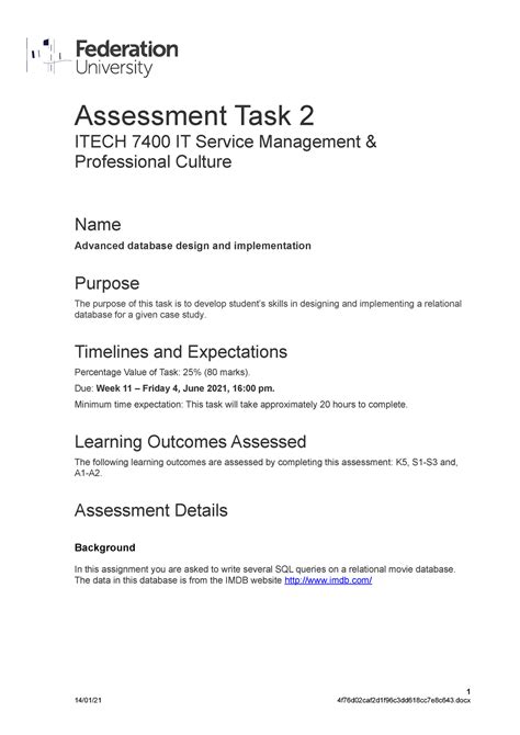 ass 02 itech 2400 sql 2021 07 assessment task 2 itech 7400 it service