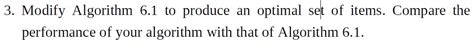 3 Modify Algorithm 61 To Produce An Optimal Set Of