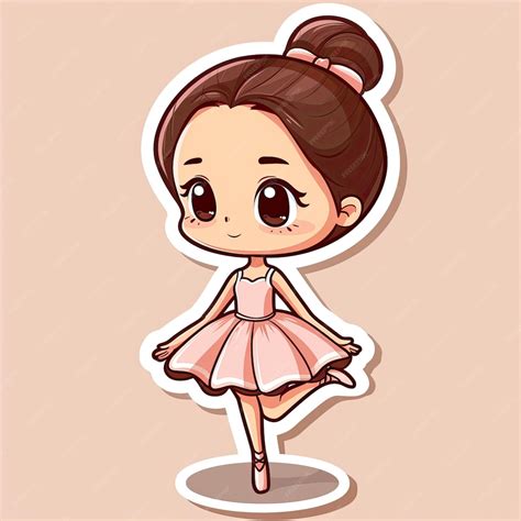 Sticker Logo Of Chibi Ballerina With A Bun And A Tutu Die Cut Stickers