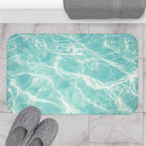 Coastal Bath Mat Water Texture Housewarming T For Surfers Aqua Ocean