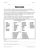 Morse Code Printable 5th 8th Grade Teachervision Worksheets Library
