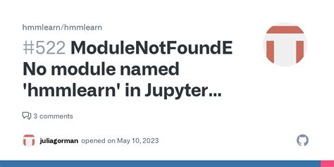 modulenotfounderror no module named hmmlearn in jupyter notebook