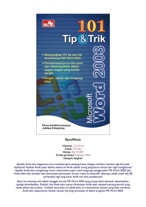 pdf 101 tip and trik ms word 2003 · pdf filepada intinya memasukkan
