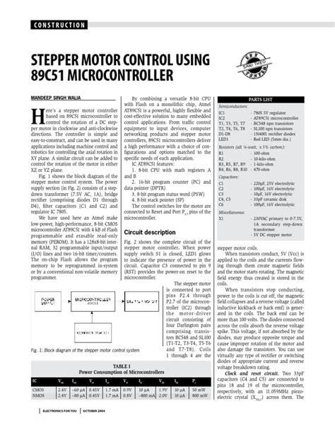 stepper motor control using micro controller pdf science