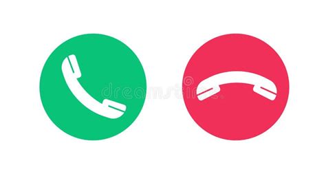 Answer Decline Phone Call Hang Up Red Green Button Icons Vector Or Accept Reject Dial Mobile
