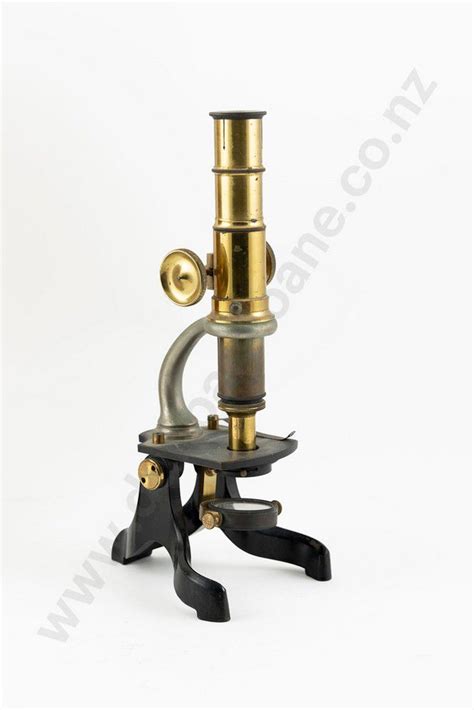 Boxed Brass Monocular Microscope With Accessories Optical