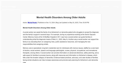 Mental Health Disorders Among Older Adults