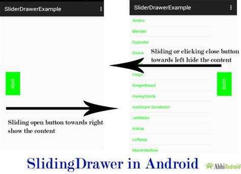 Sliding Drawer Tutorial With Example In Android Studio | Abhi Android