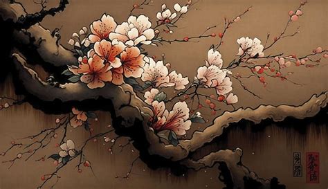 Traditional Japanese Cherry Blossom Painting