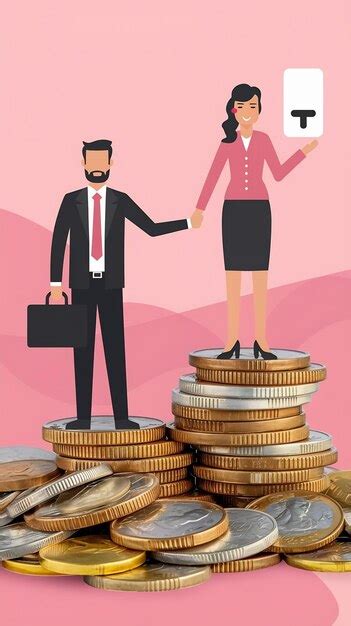 Wage Difference Between Men And Women Concept Man And Woman Standing On