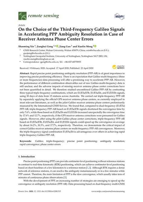 Pdf On The Choice Of The Third Frequency Galileo Signals In Accelerating Ppp Ambiguity