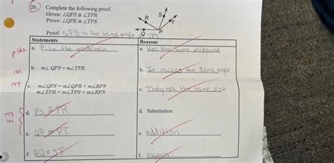 Solved Complete The Following Proof Given QPSTPR Prove Chegg