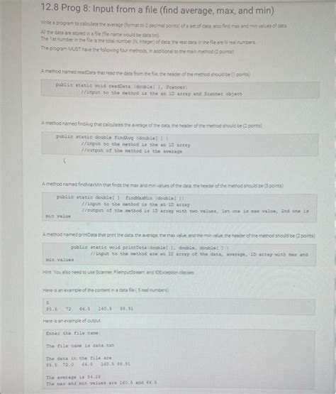 Solved 128 Prog 8 Input From A File Find Average Max