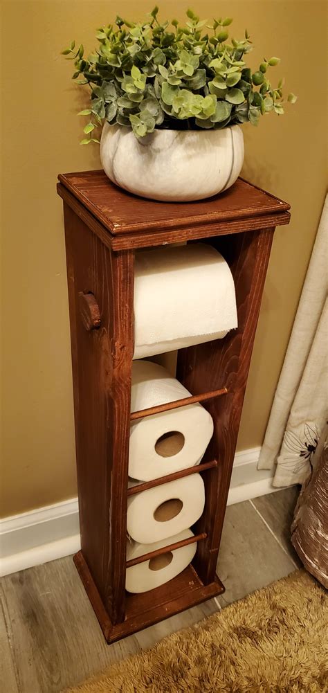 Modern Rustic Solid Wood Toilet Paper Holder Dispenser