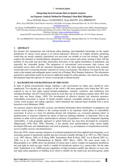 Pdf Integrating Socio Economic Data In Spatial Analysis An Exposure