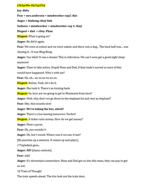 Inside Out 1 Script Pdf Emotions Psychology