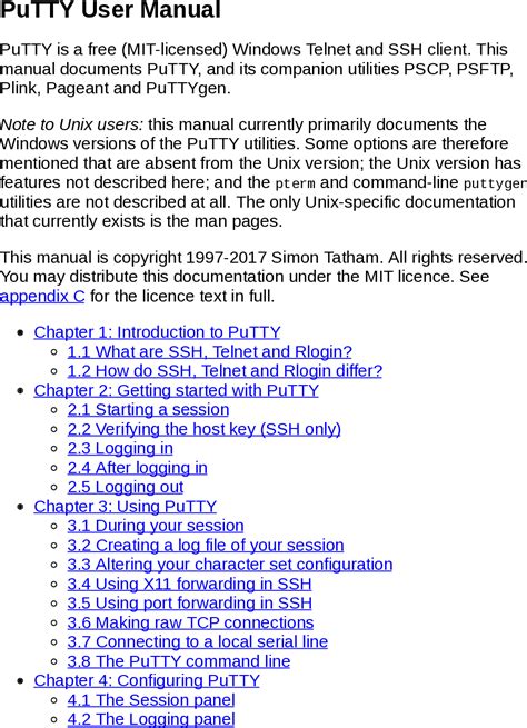 Putty User Manual Pu Tty