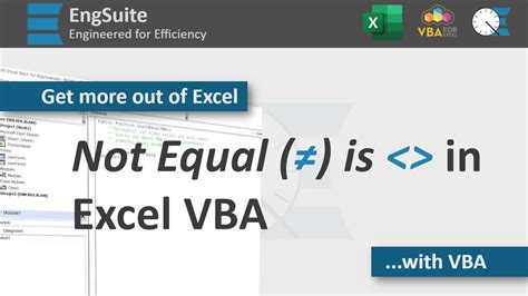 Not Equal Excel Vba Youtube