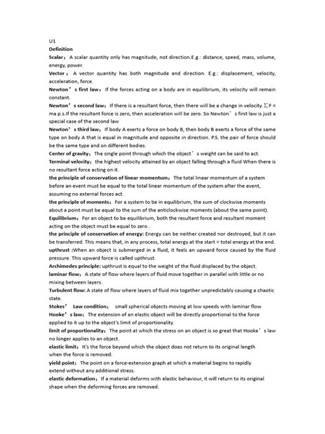 U 1 Notes Download Free Pdf Force Deformation Engineering