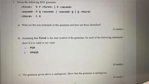 solved given the following bnf grammar first →p