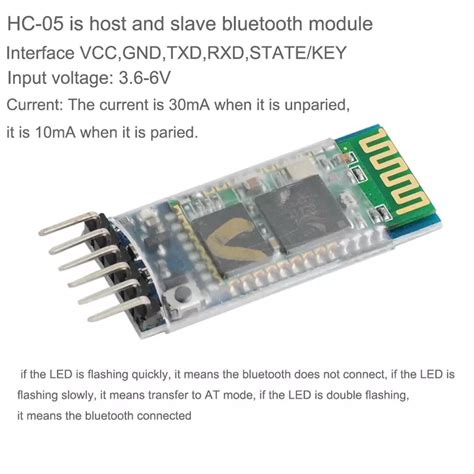 hc 05 무선 직렬 6 핀 블루투스 호환 rf 트랜시버 모듈 rs232 호스트 및 슬레이브 모듈 3 6 6v iot 장치