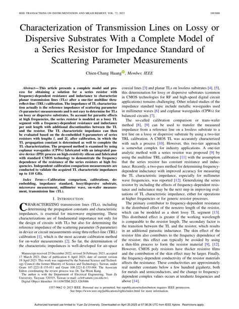 Pdf Characterization Of Transmission Lines On Lossy Or Dispersive Substrates With A Complete