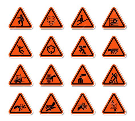Premium Vector Triangular Warning Hazard Symbols Labels Sign Isolate