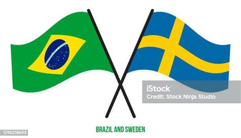 브라질과 스웨덴 국기는 교차하고 플랫 스타일을 흔들 공식 비율 올바른 색상입니다 경제에 대한 스톡 벡터 아트 및 기타 이미지 경제 공휴일 국기 Istock