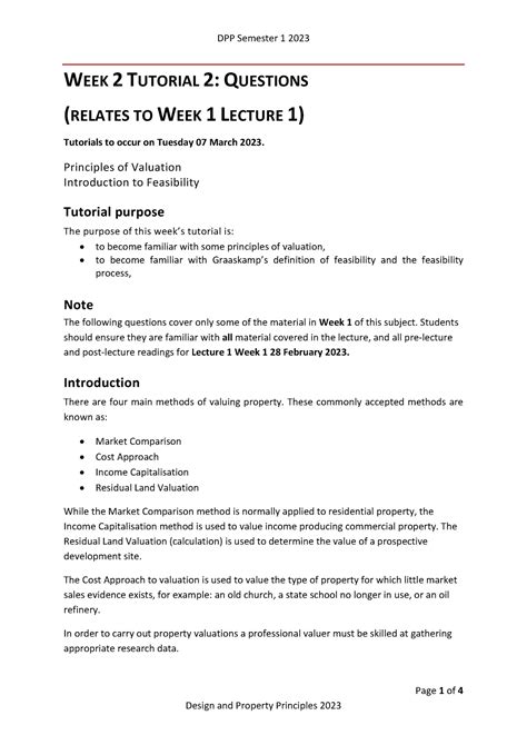 Dpp Tute 2 Questions 2023 Final Page 1 Of 4 Week 2 Tutorial 2 Questions Relates To Week 1