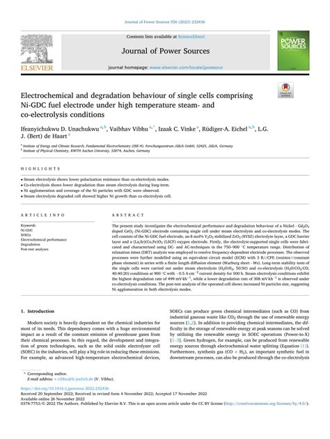 Pdf Electrochemical And Degradation Behaviour Of Single Cells