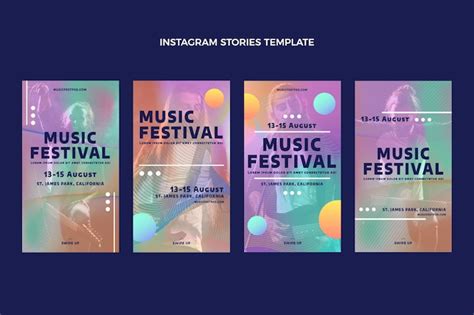 그라데이션 컬러풀 뮤직 페스티벌 인스타그램 스토리 무료 벡터