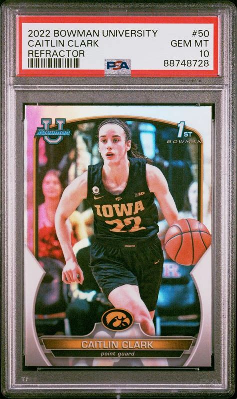 Caitlin Clark 2022 Bowman Chrome University 50 Refractor 1st Price
